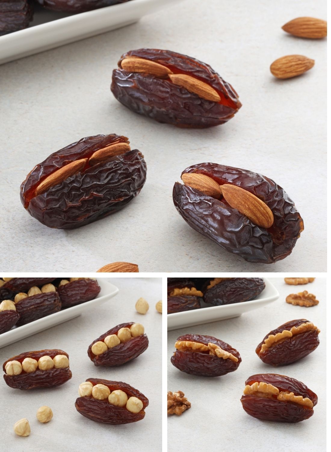 Medjoul Dates with Almonds, Hazel Nuts, Walnuts – Falcon Dates
